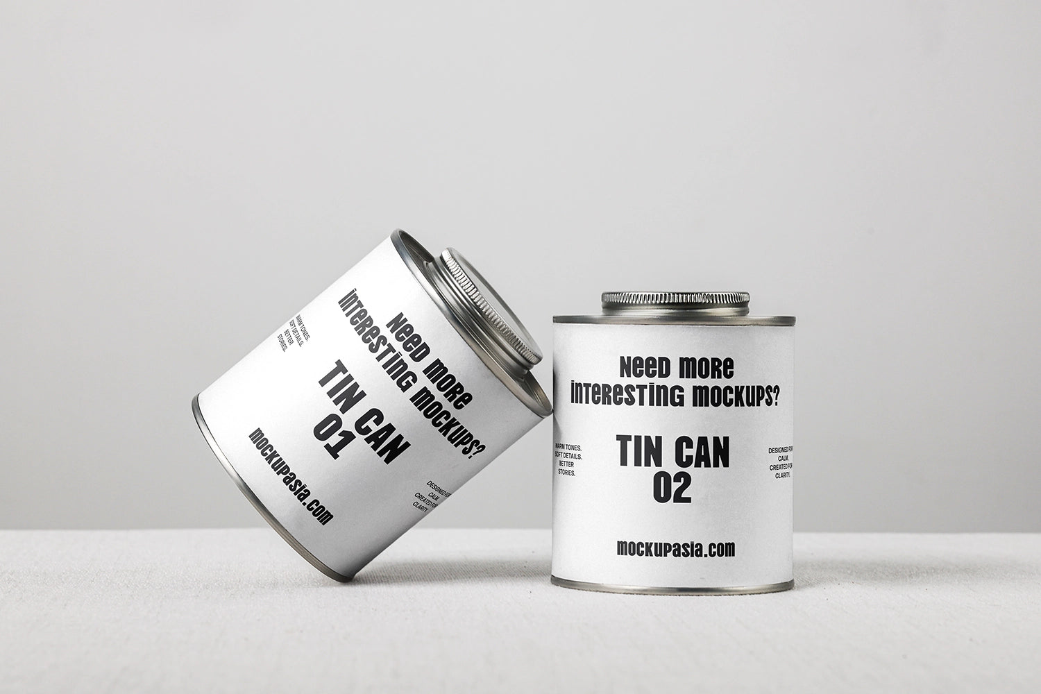 Coffee Tin Can Mockup CCR26 – Two Front-Facing Cans Leaning Together ...